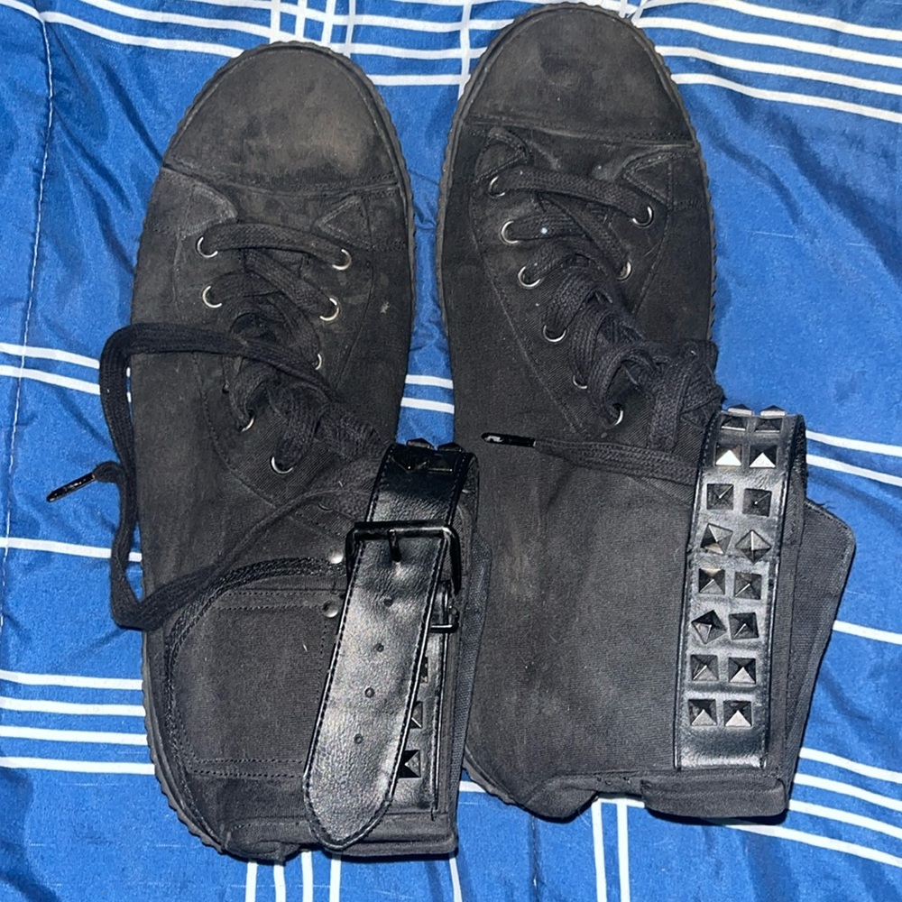 Demonia Unisex High Top Creeper Sneaker Black M 12/W … - Gem